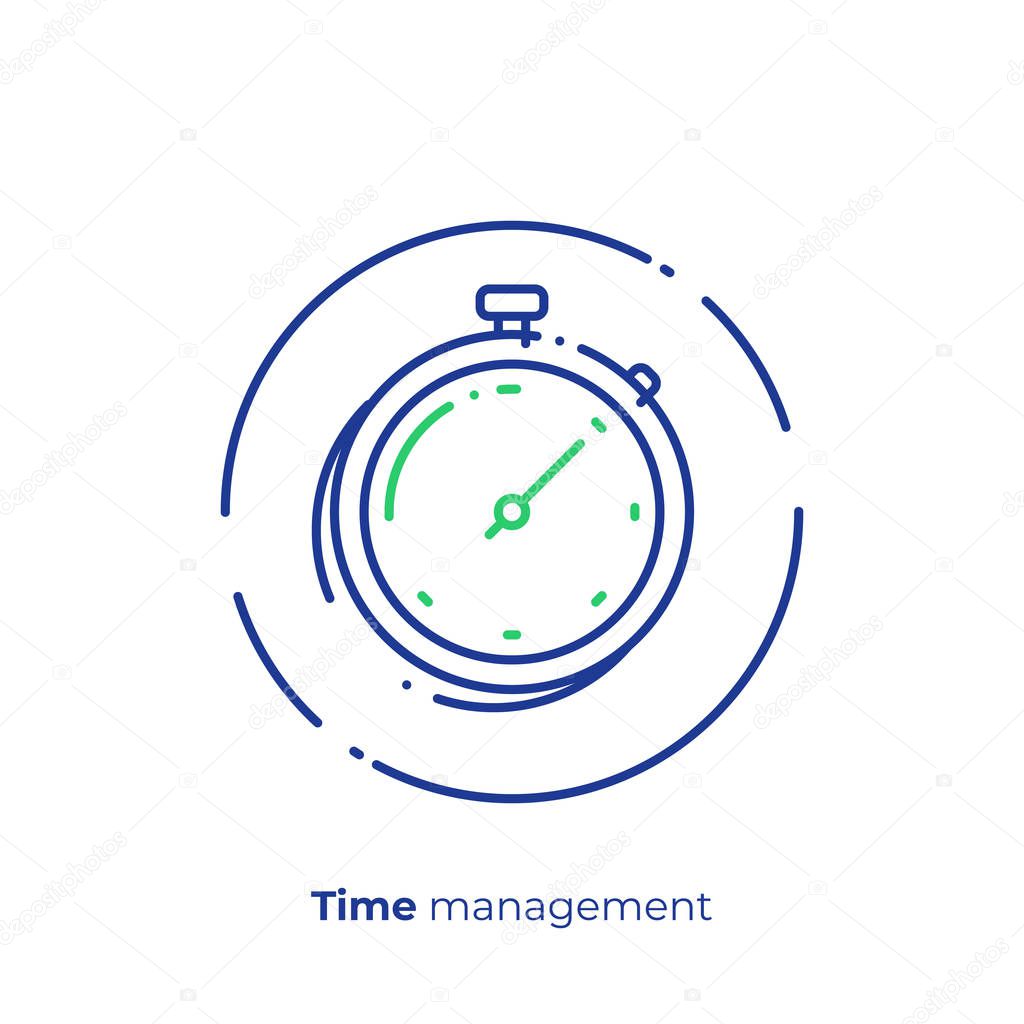 Finanzas l nea de gesti n del tiempo icono de arte, relojes de negocios arte vectorial, esbozar ...
