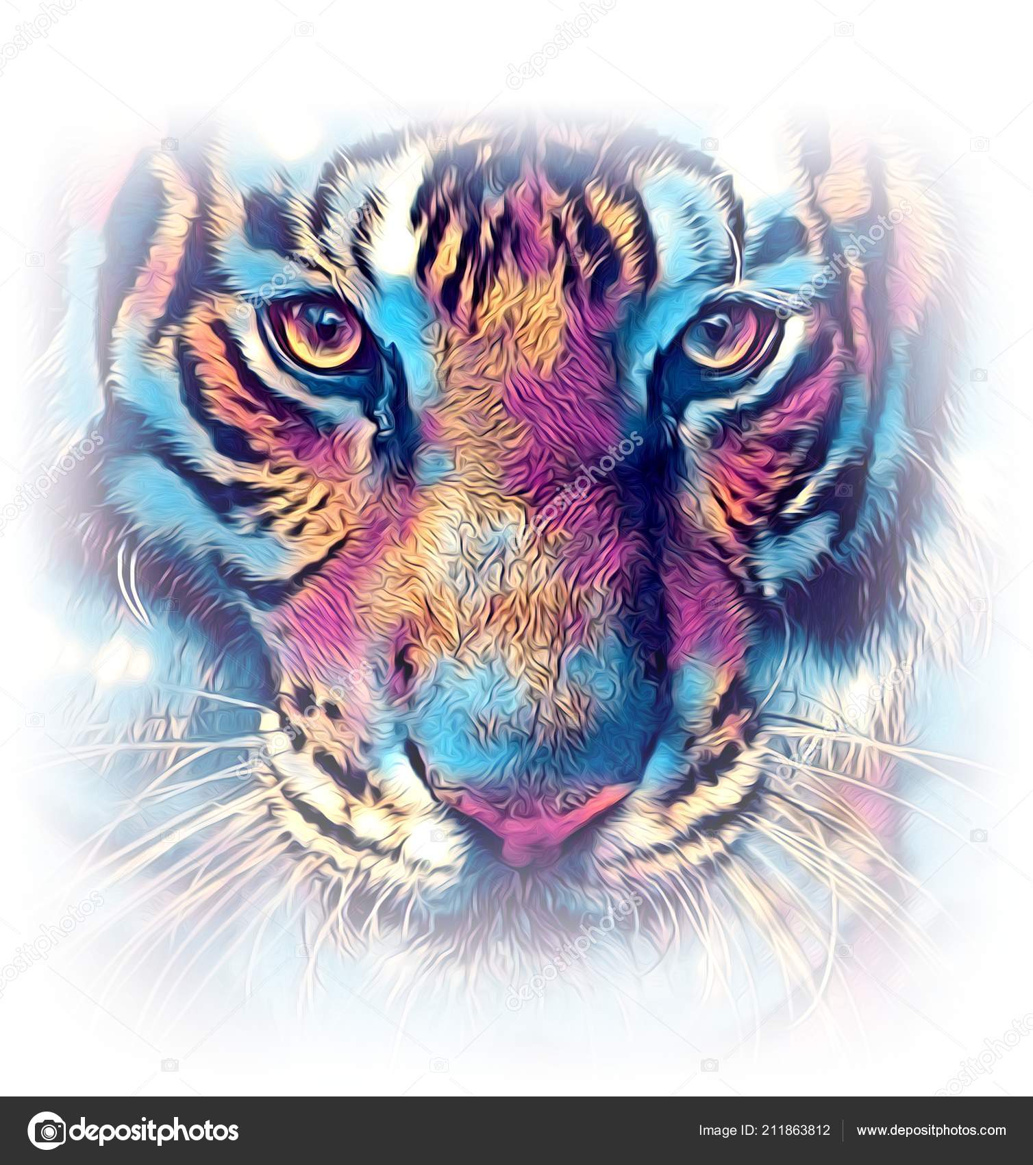 Tiger Art Illustration Color Stock Illustration by ©maxtor7777 #211863812