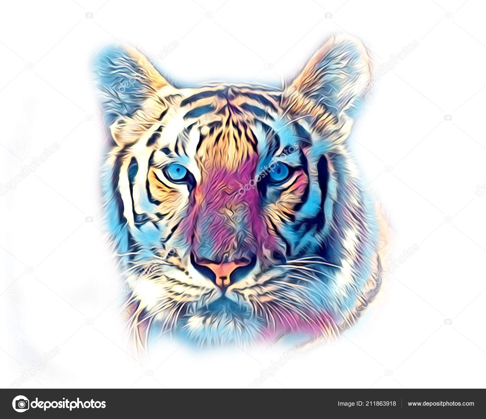 Tiger Art Illustration Color Stock Illustration by ©maxtor7777 #211863918