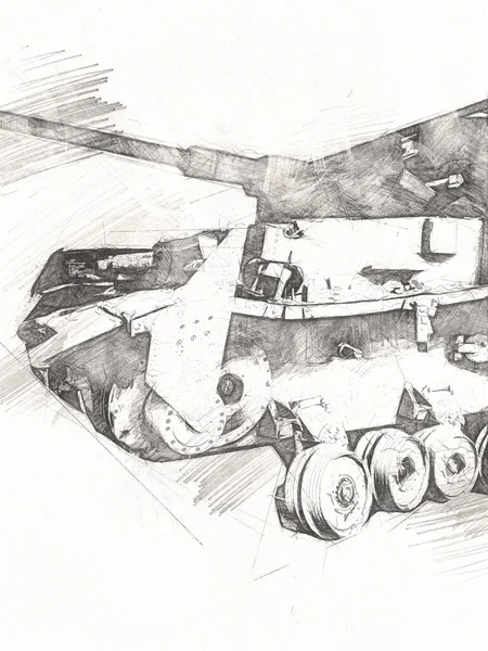 Photo drawing sketch of a military tank Stock Photos, Royalty Free ...