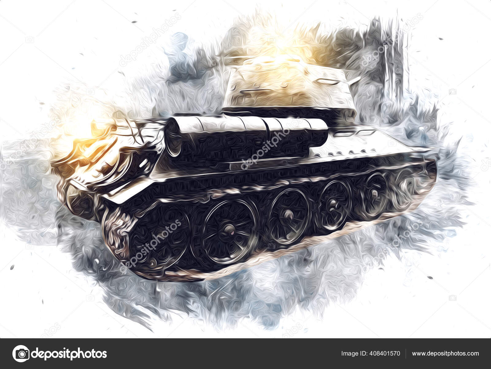Vintage Tank Isolated Drawing Sketch Art Illustration — Stock Photo ...