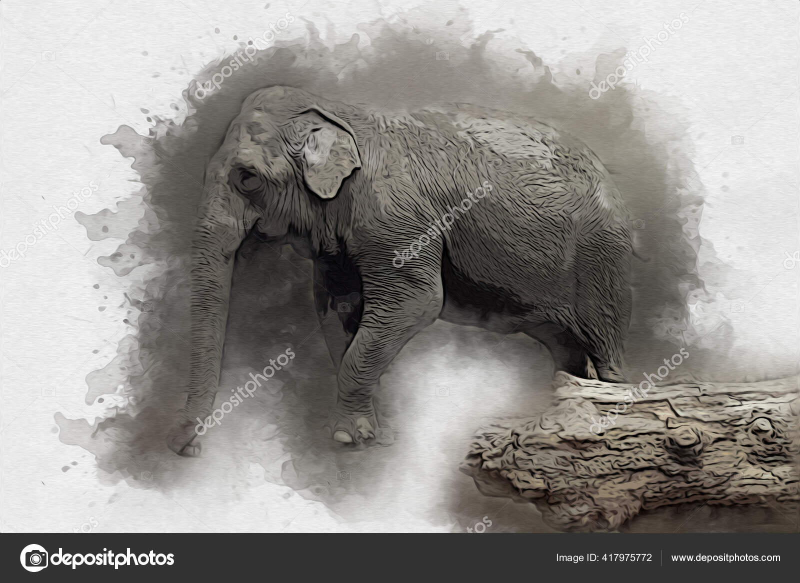 Retro Drawings Vintage Elephant