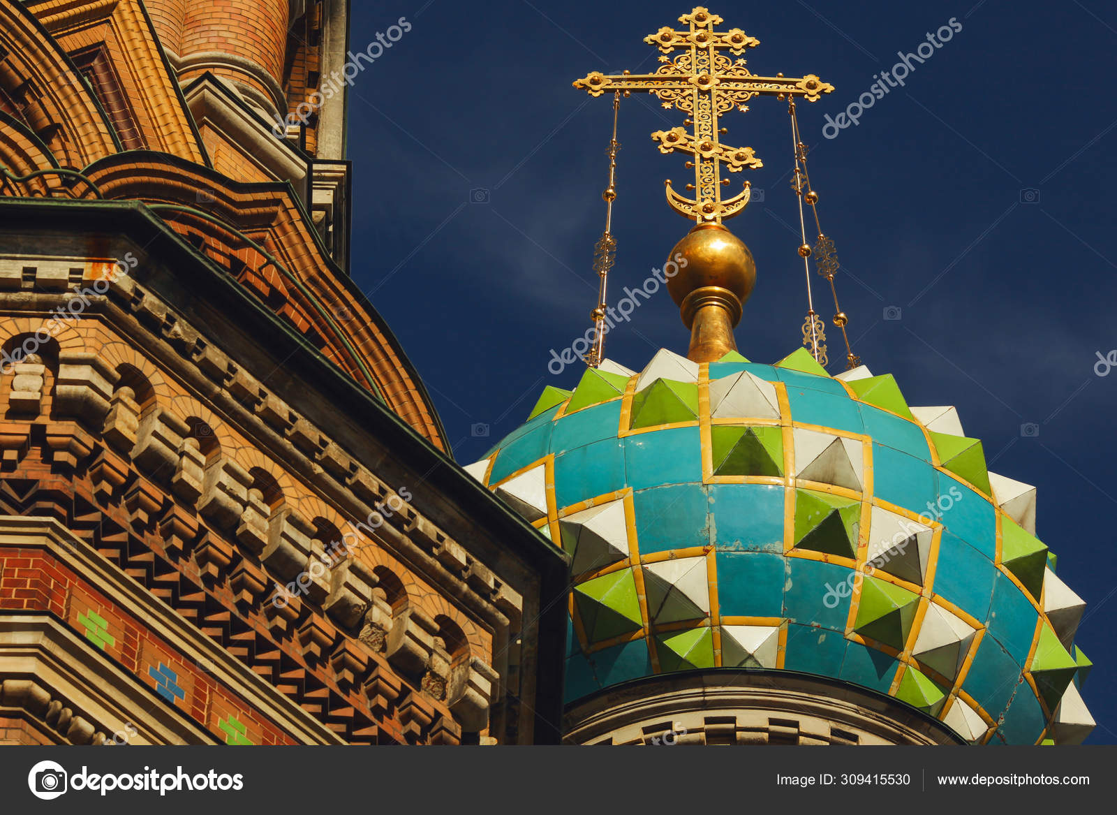 Old classical orthodox architecture concept. Decorative elements and ...