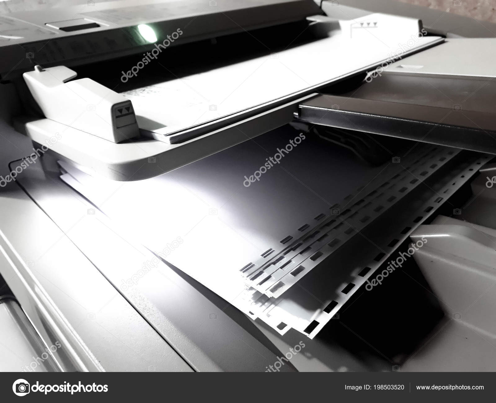 White Paper Sheets Printer Office Copy Space Office Work Close Stock ...