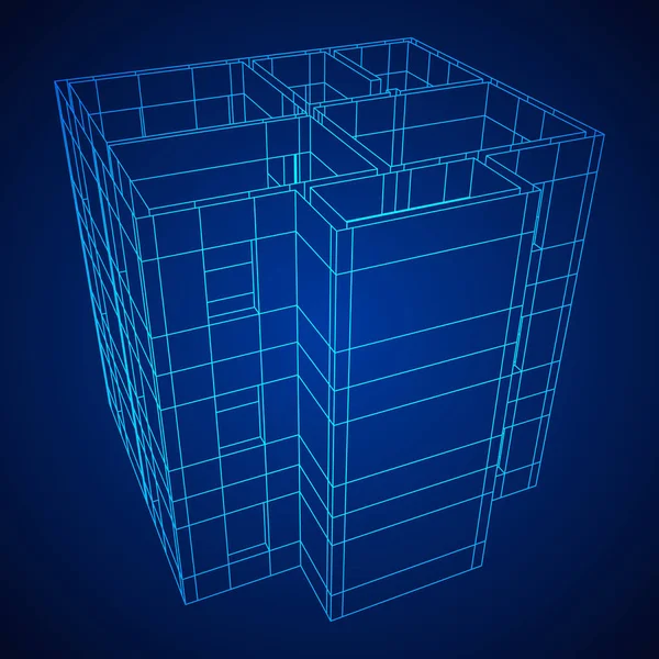 Wireframe architecture building. - Stock Image - Everypixel