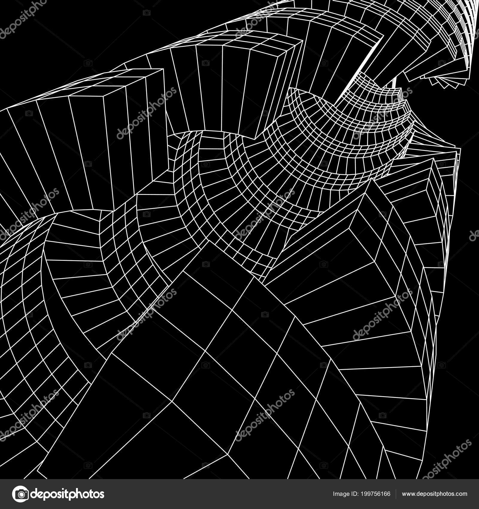 Futuristic tunnel of wireframe low poly mesh construction Stock Vector ...