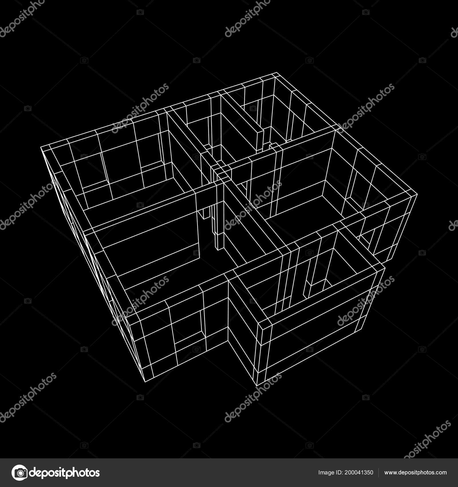 Wireframe architecture building. Stock Vector by ©newb1 200041350