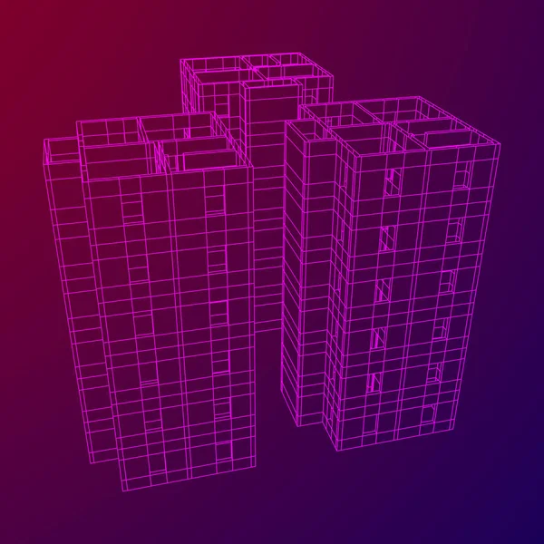 Wireframe architecture building. - Stock Image - Everypixel