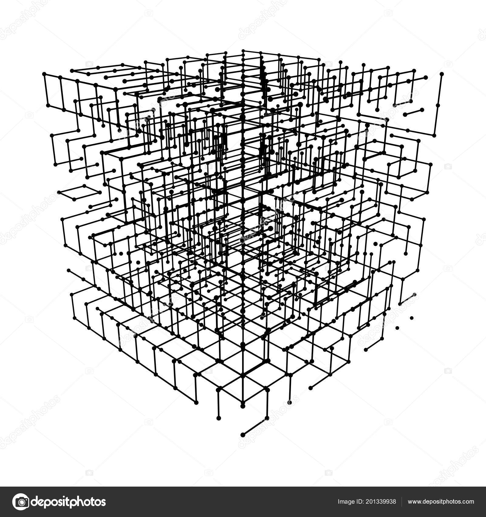 Wireframe Mesh Cube. Stock Vector Image by ©newb1 #201339938