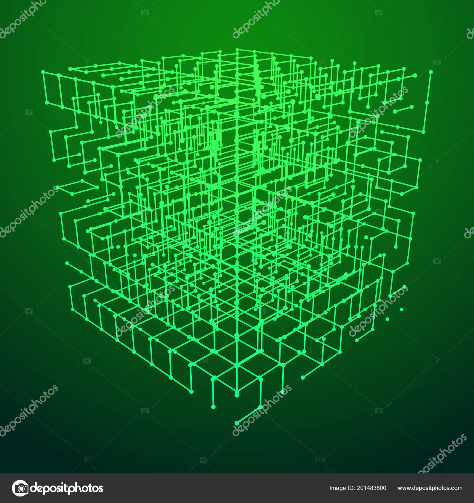 Wireframe Mesh Cube. Stock Vector Image by ©newb1 #201483800