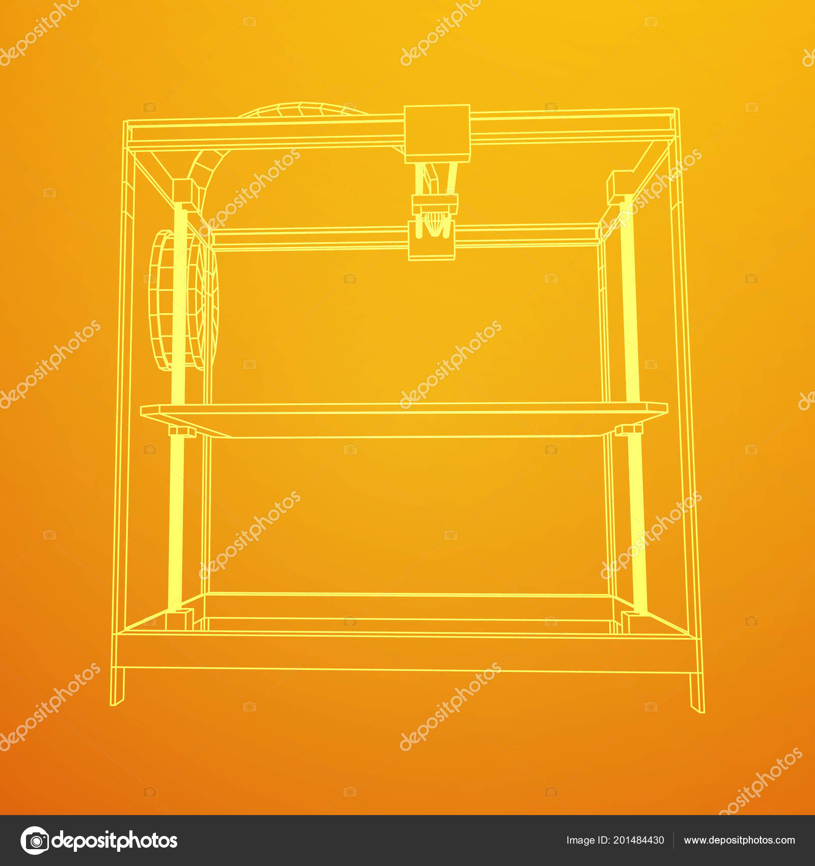 3D Printer Wireframe Stock Vector Image by ©newb1 #201484430