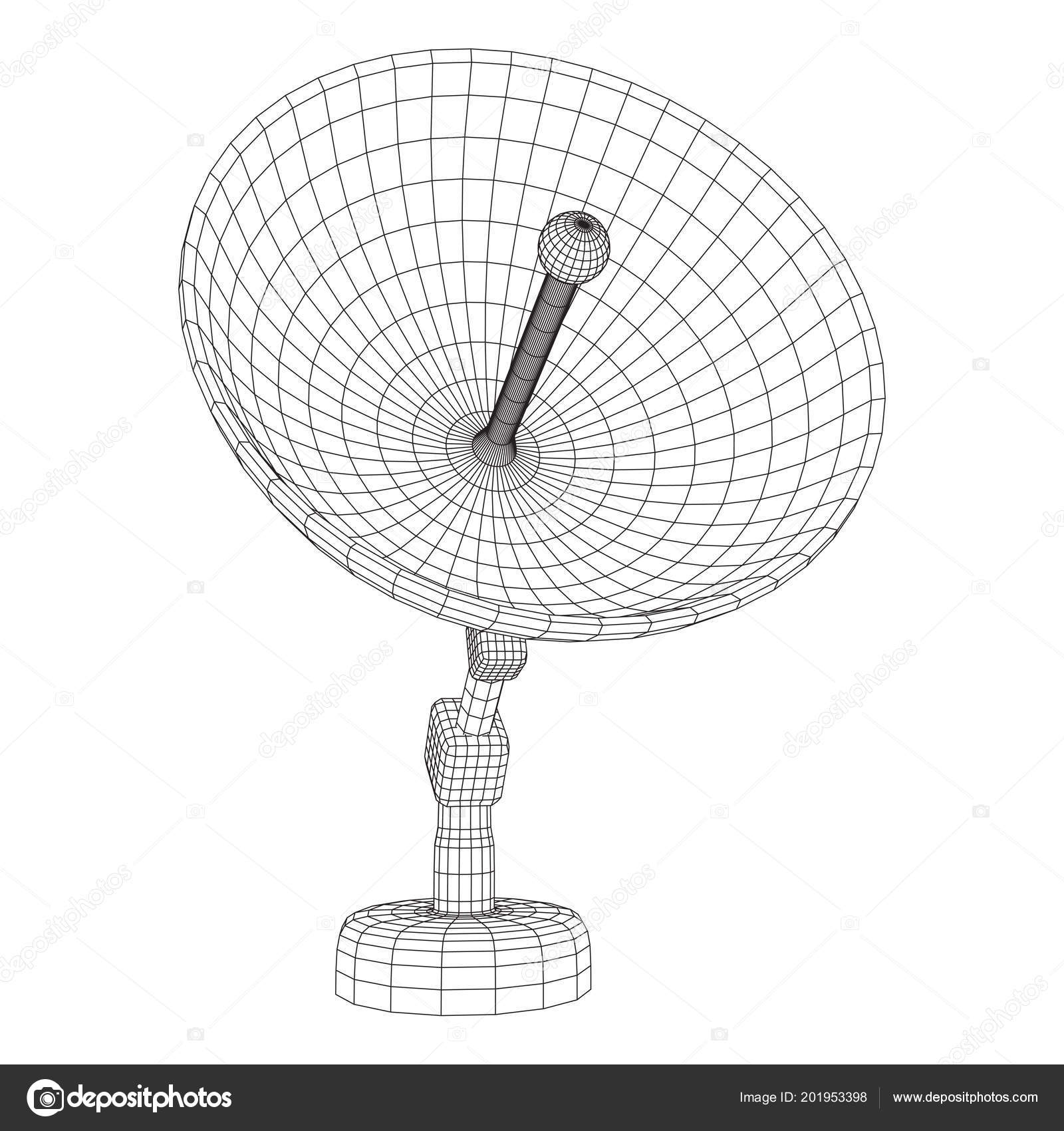 Satellite dish wireframe vector Stock Vector by ©newb1 201953398