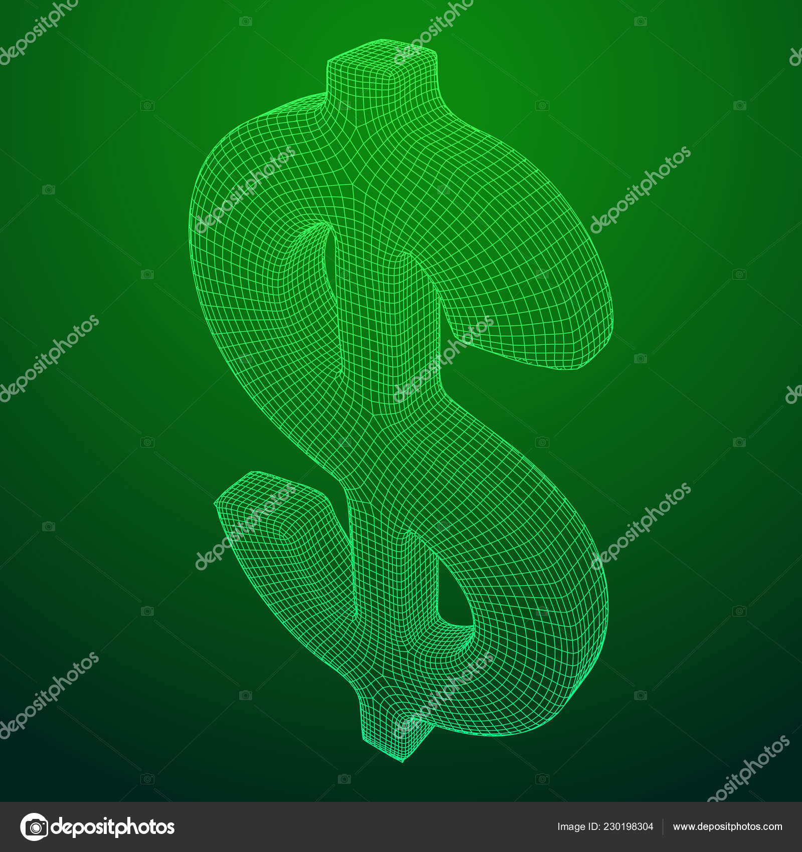 Dollar sign wireframe vector Stock Vector by ©newb1 230198304