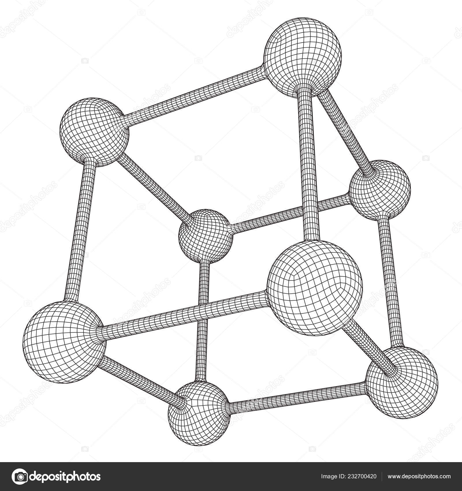 Wireframe Mesh Molecule Stock Vector Image by ©newb1 #232700420