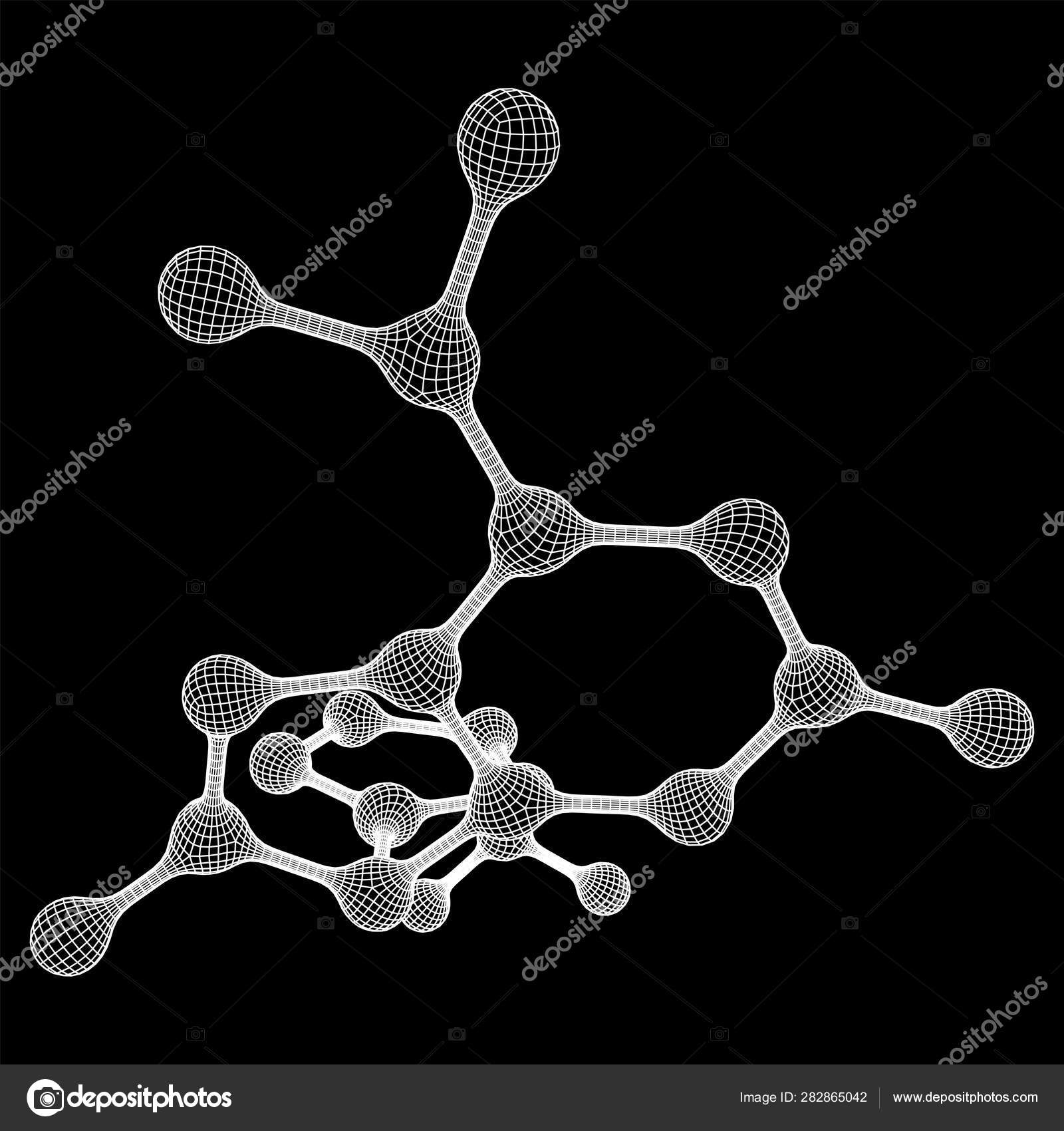 Wireframe Mesh Molecule. Connection Structure. Stock Vector Image by ...