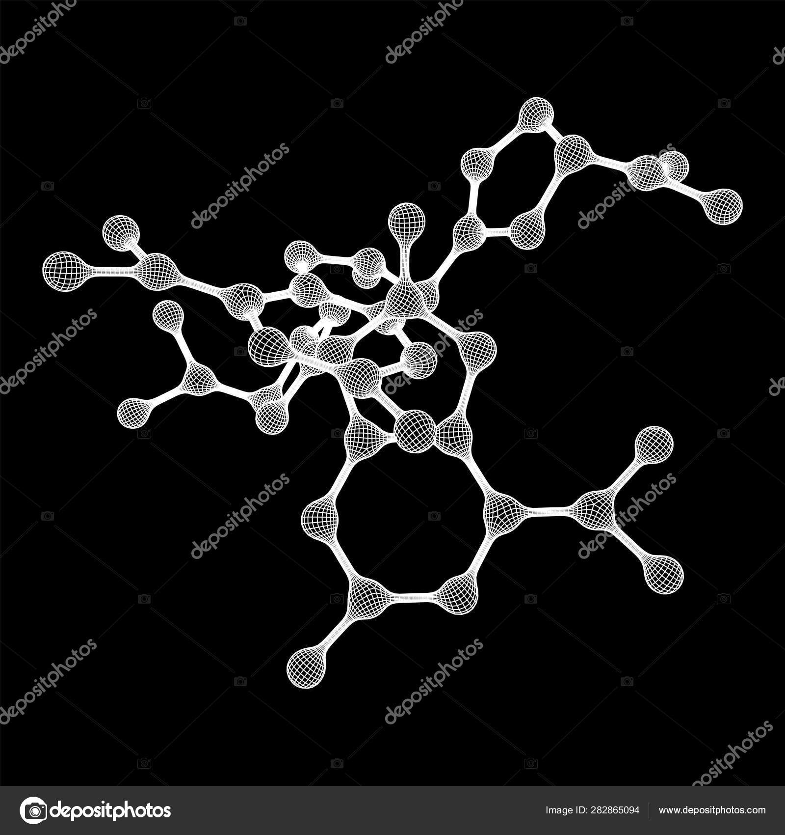 Wireframe Mesh Molecule. Connection Structure. Stock Vector Image by ...