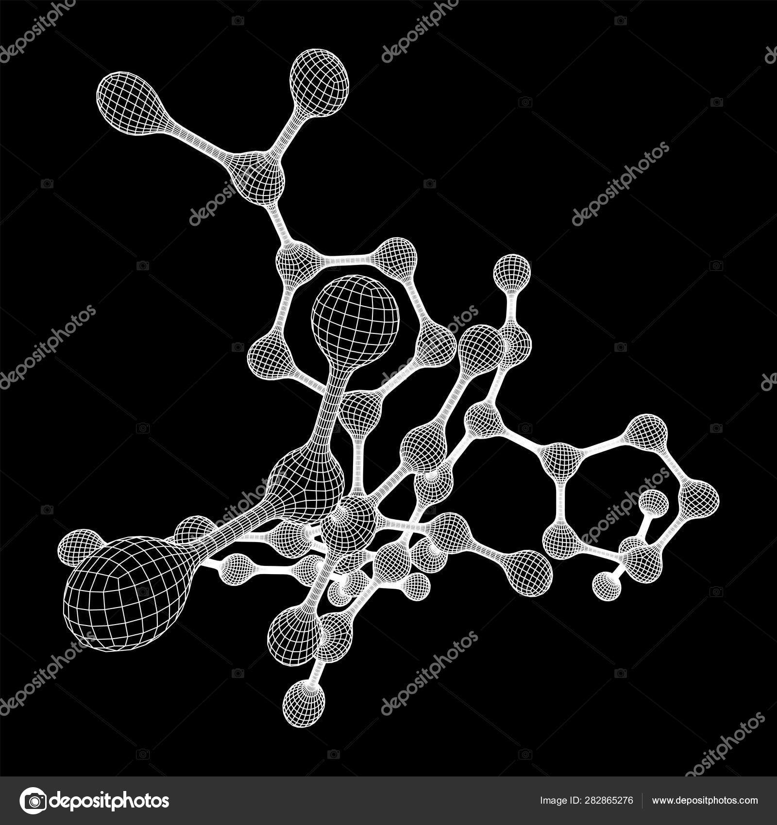 Wireframe Mesh Molecule. Connection Structure. Stock Vector Image by ...
