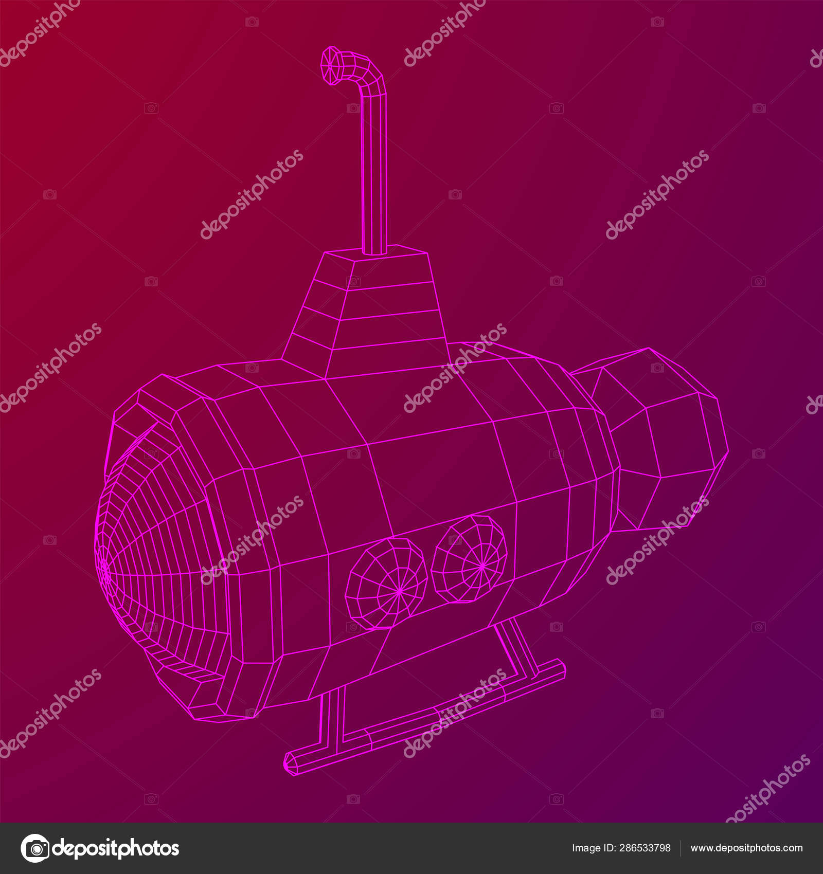 Submarine underwater boat wireframe. Stock Vector by ©newb1 286533798