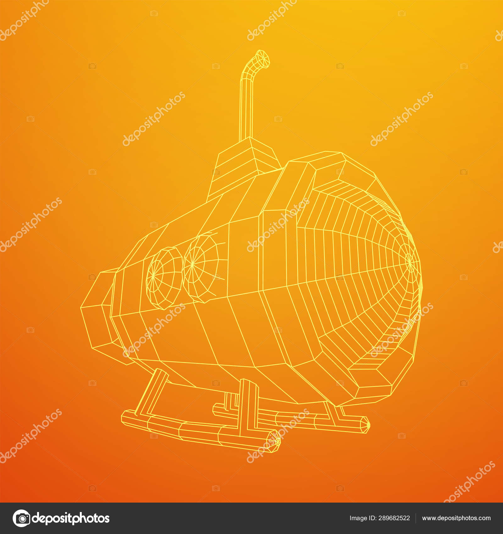 Submarine underwater boat wireframe. Stock Vector by ©newb1 289682522