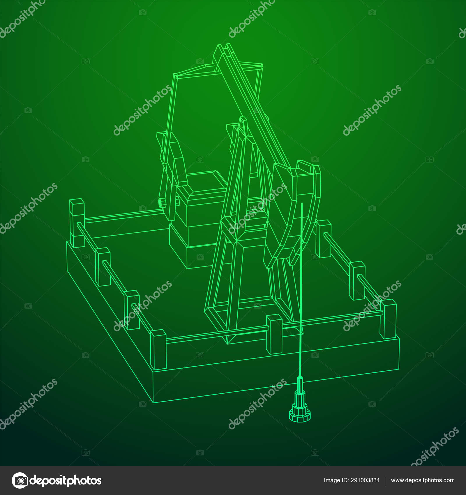 Oil well rig jack wireframe Stock Vector by ©newb1 291003834