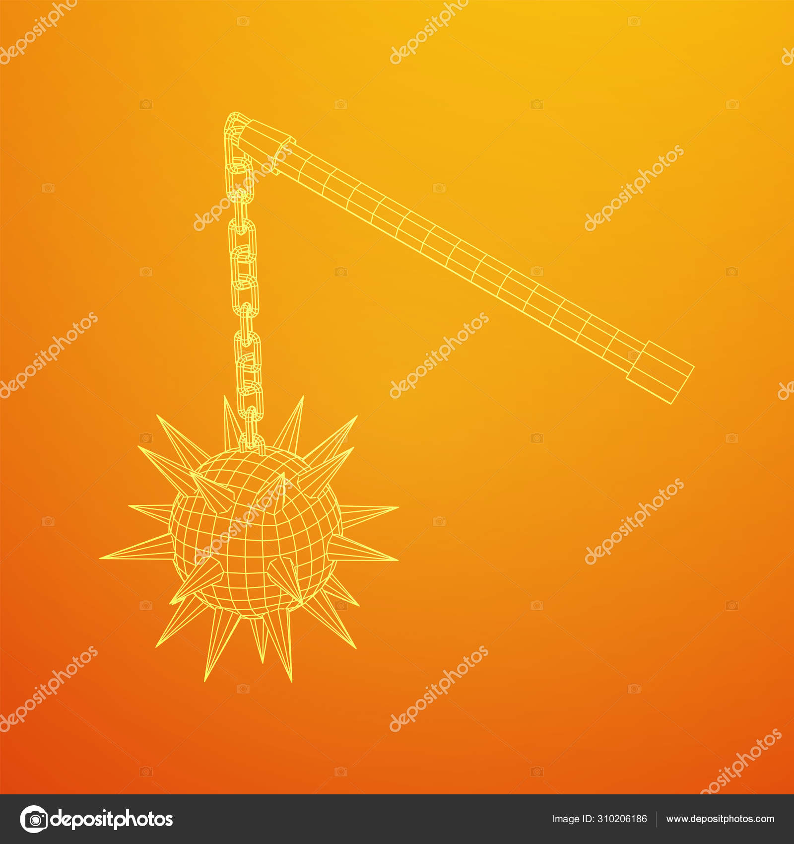 Medieval chained mace ball. Stock Vector by ©newb1 310206186