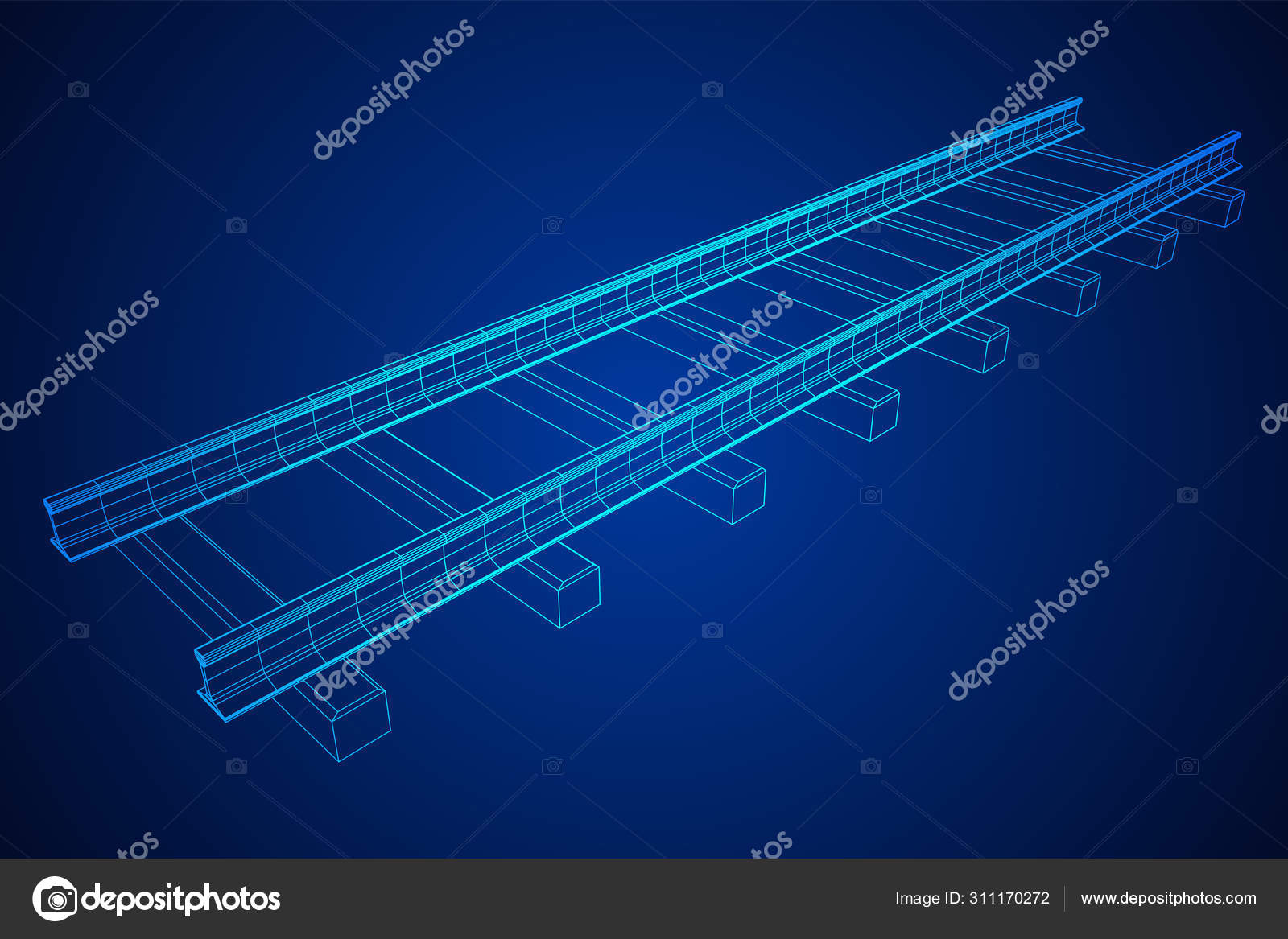 Railway wireframe mesh vector Stock Vector by ©newb1 311170272