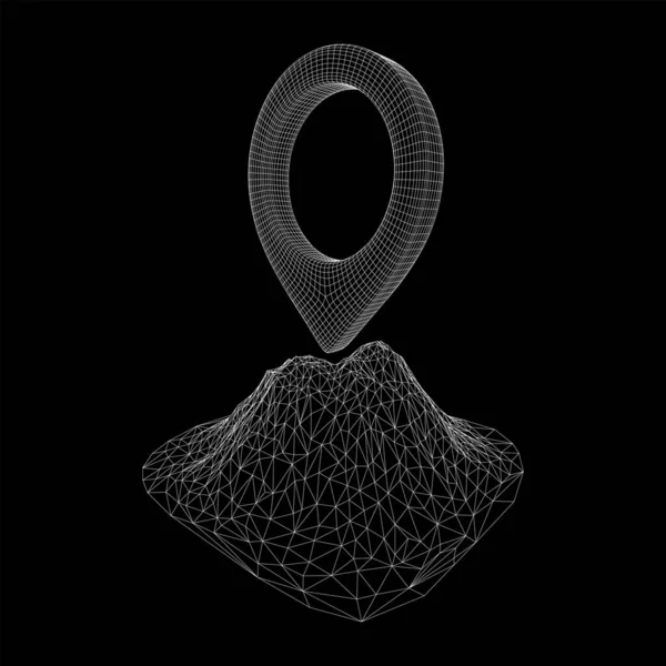 Geo map pin on mountain peak top wireframe mesh Stock Vector Image by ...