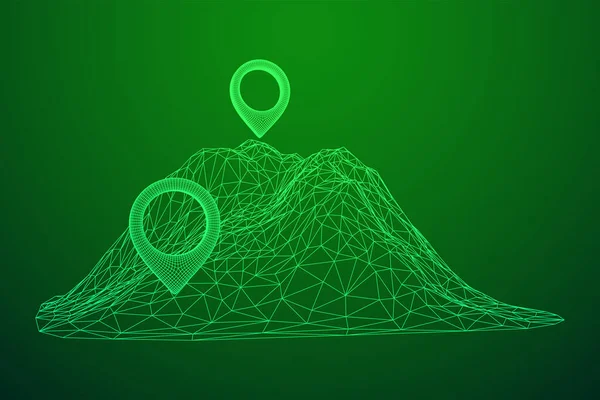 Geo map pin wireframe mesh Stock Vector by ©newb1 238730224