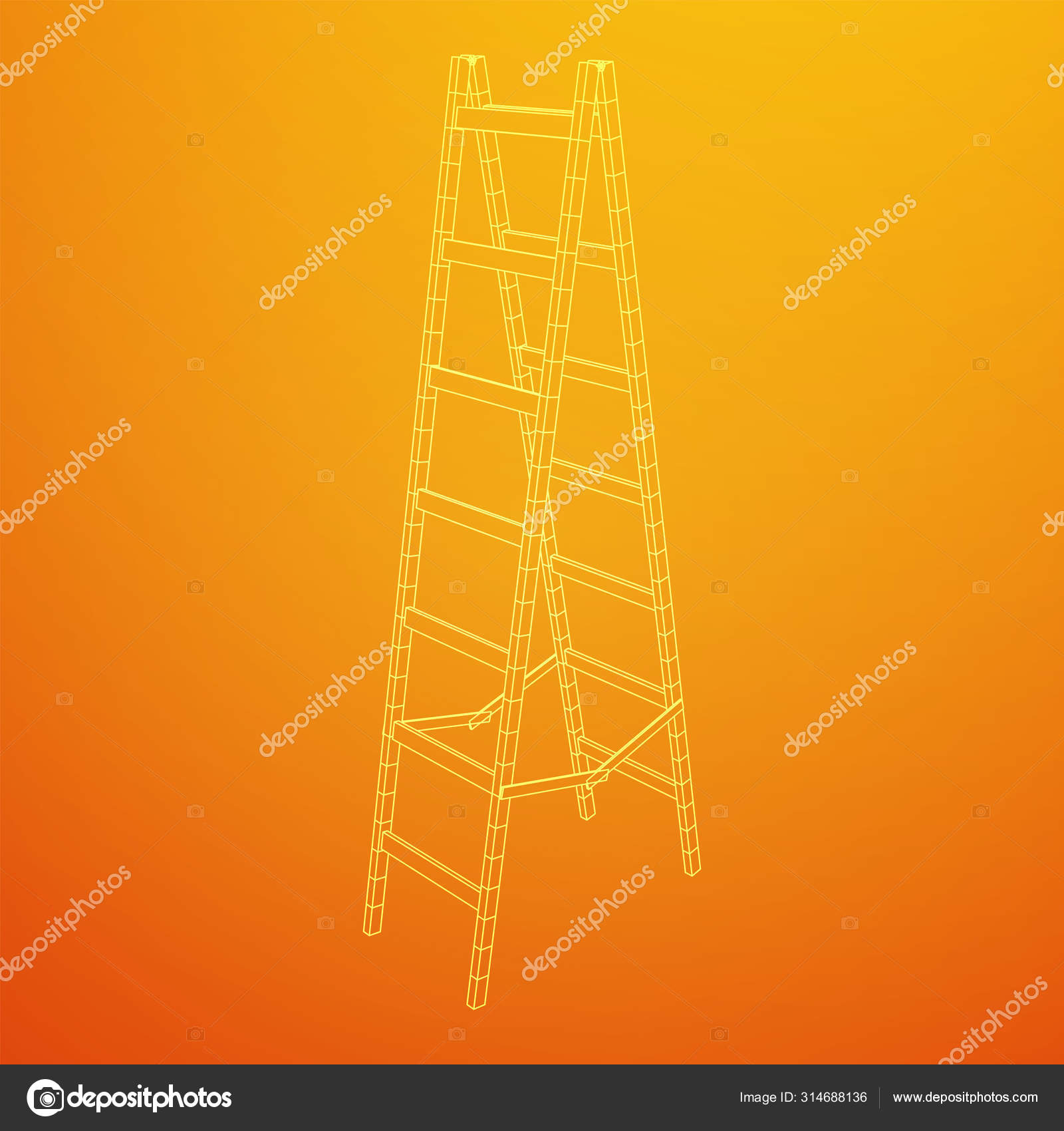 Step ladder wireframe — Stock Vector © newb1 #314688136