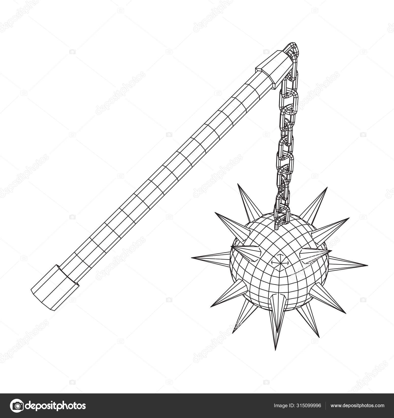 Bola de maza encadenada medieval . Vector de stock #315099996 de ©newb1
