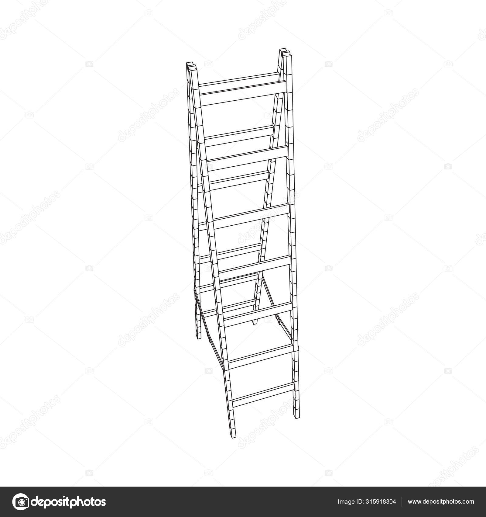 Step ladder wireframe — Stock Vector © newb1 #315918304