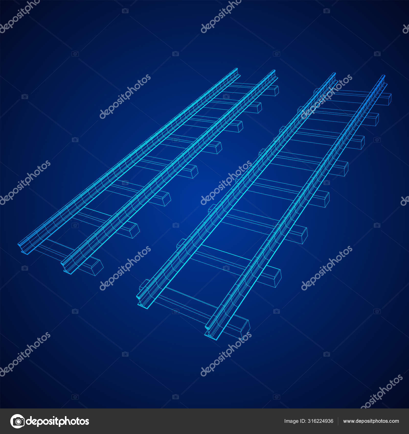 Railway wireframe mesh vector Stock Vector by ©newb1 316224936