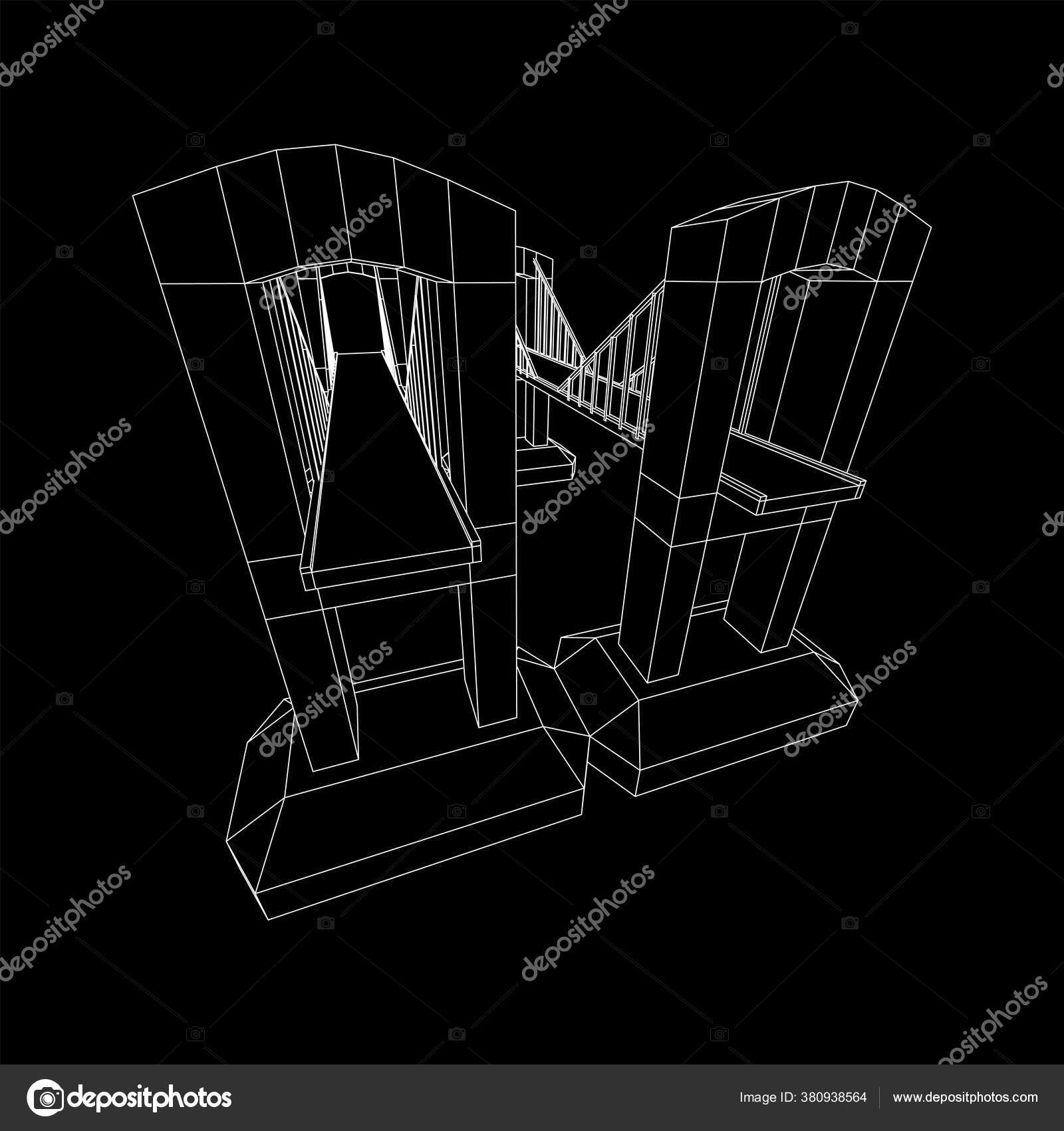 Bridge Connection Structure Wireframe Stock Vector By ©newb1 380938564
