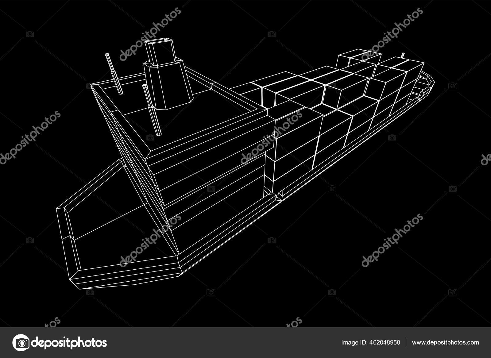 Heavy dry cargo ship of bulk carrier Stock Vector by ©newb1 402048958