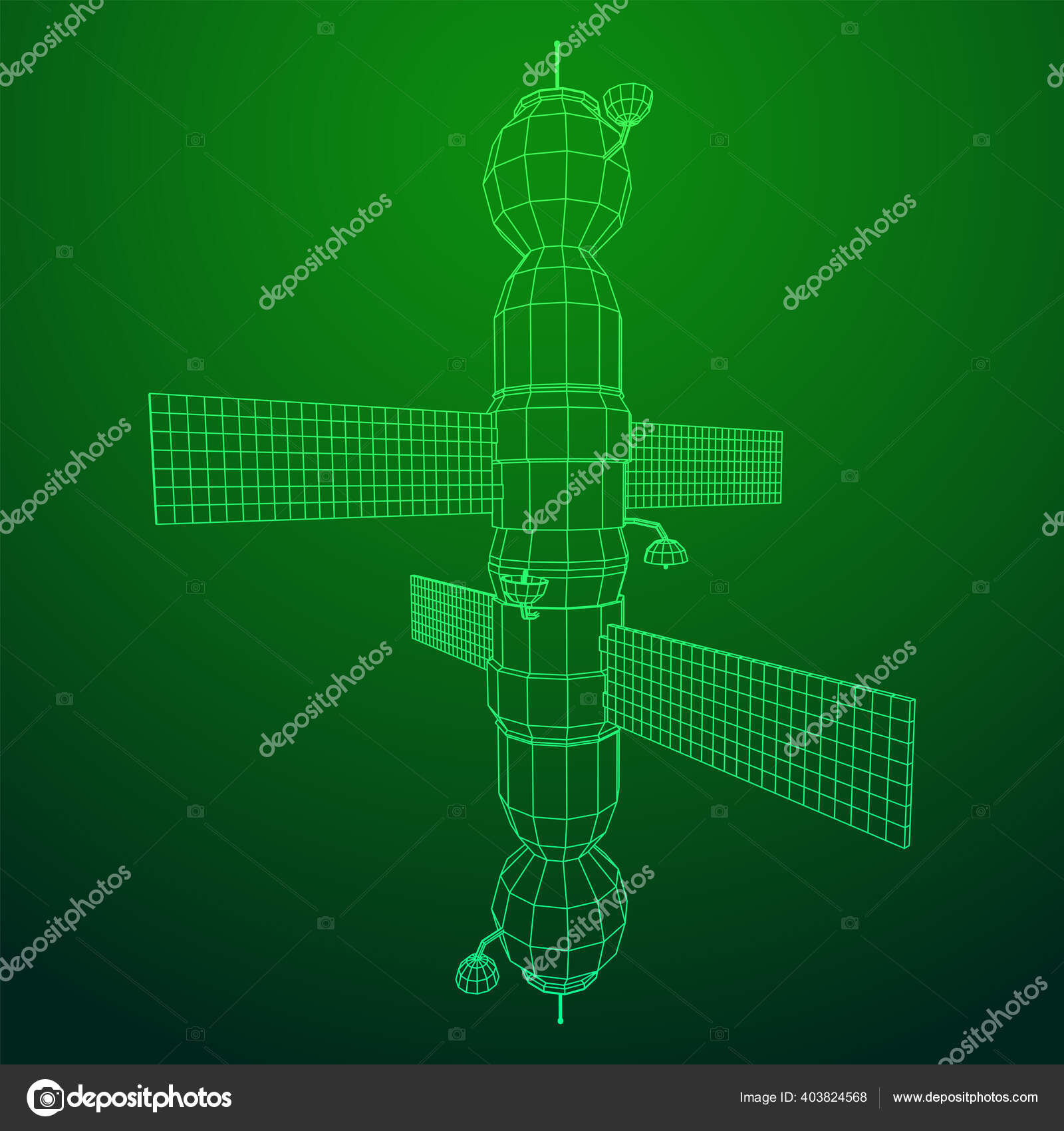 Space Station Communications Satellite Wireframe Low Poly Mesh Vector ...