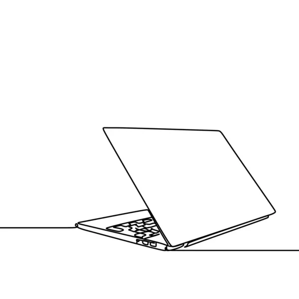 One line drawing of laptop gadget vector object. Illustration ...