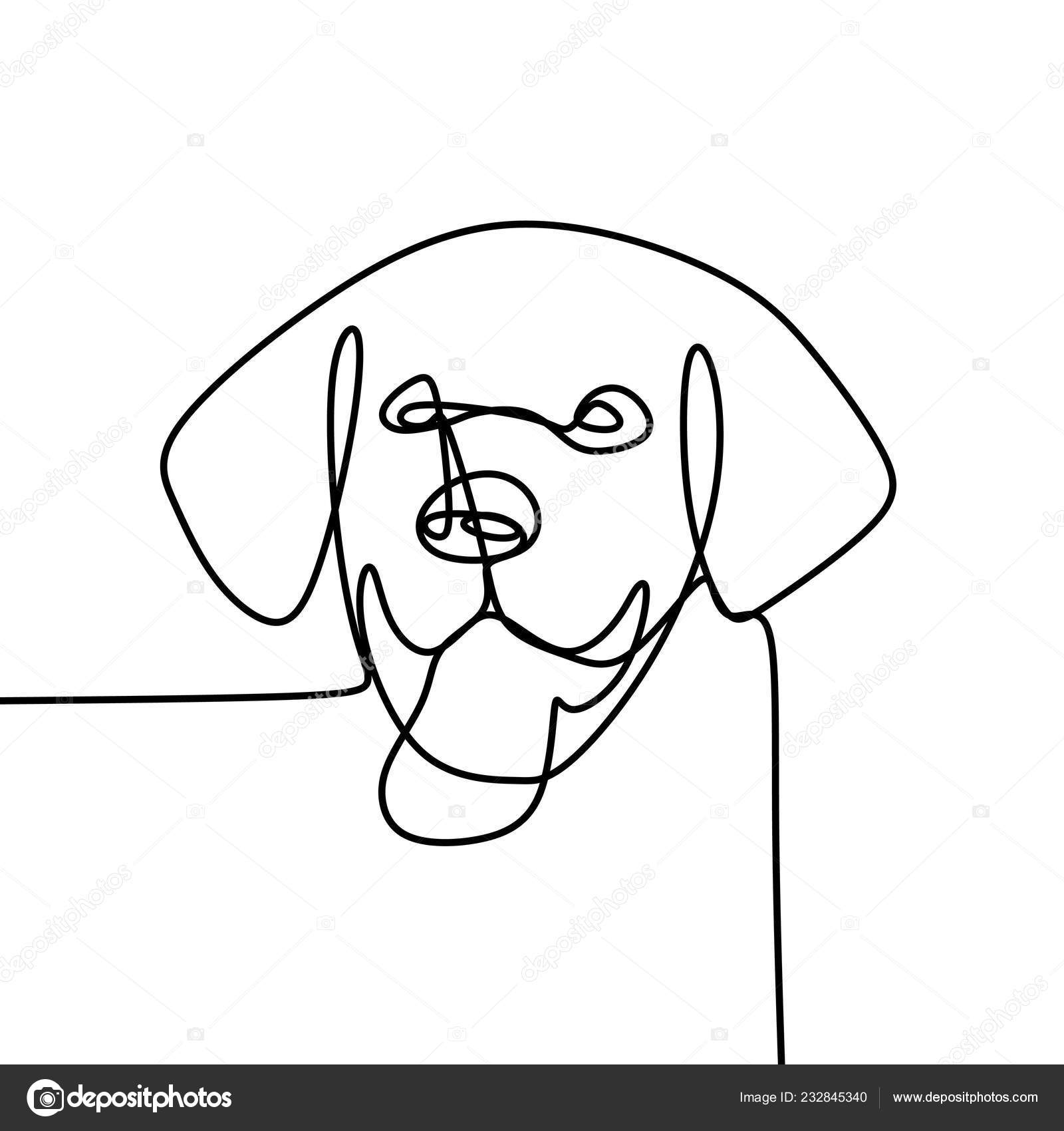 One Line Drawing Dog Face Vector Illustration Isolated White Background ...