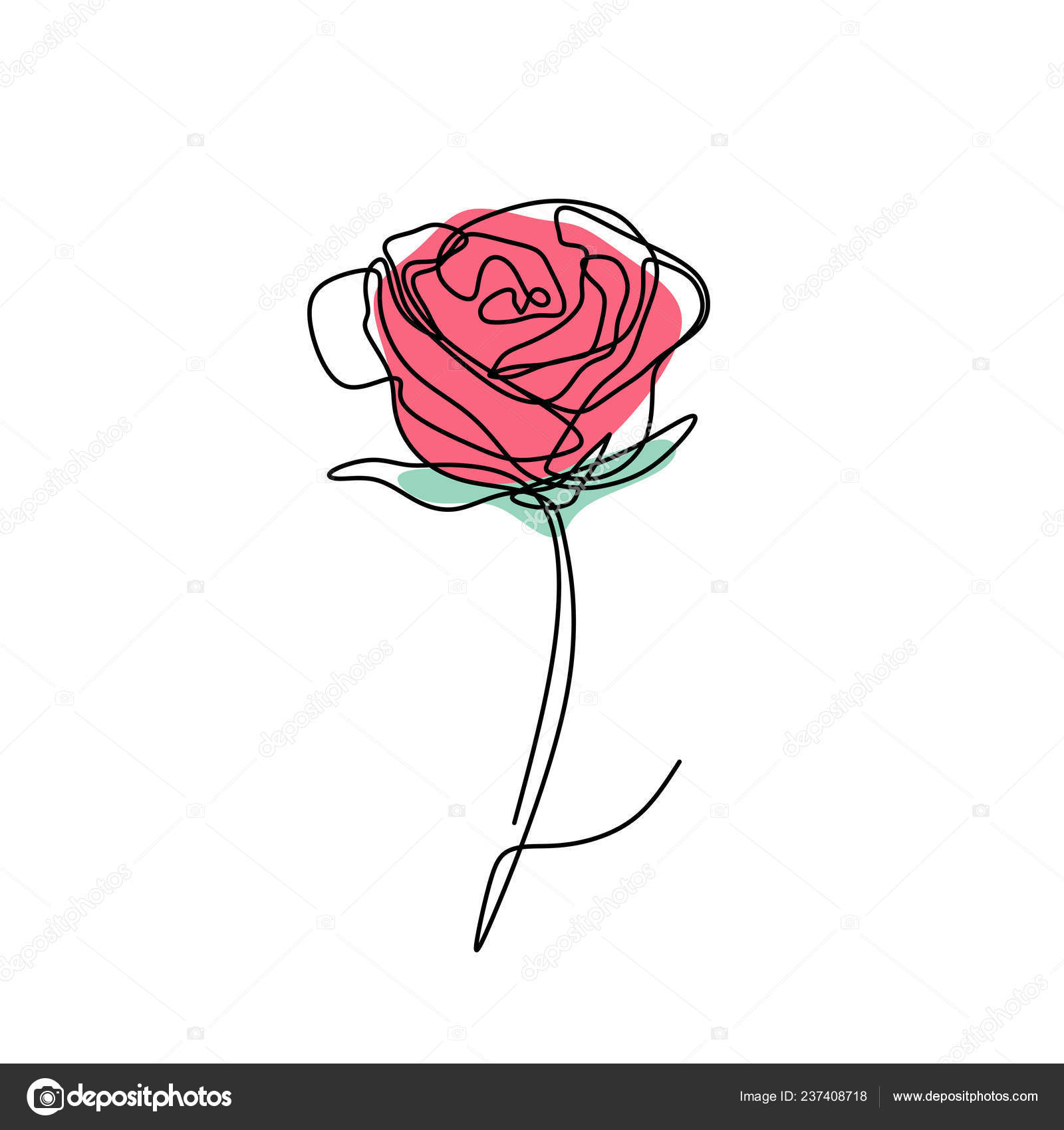 Desenho De Linha Rosa Tradicional