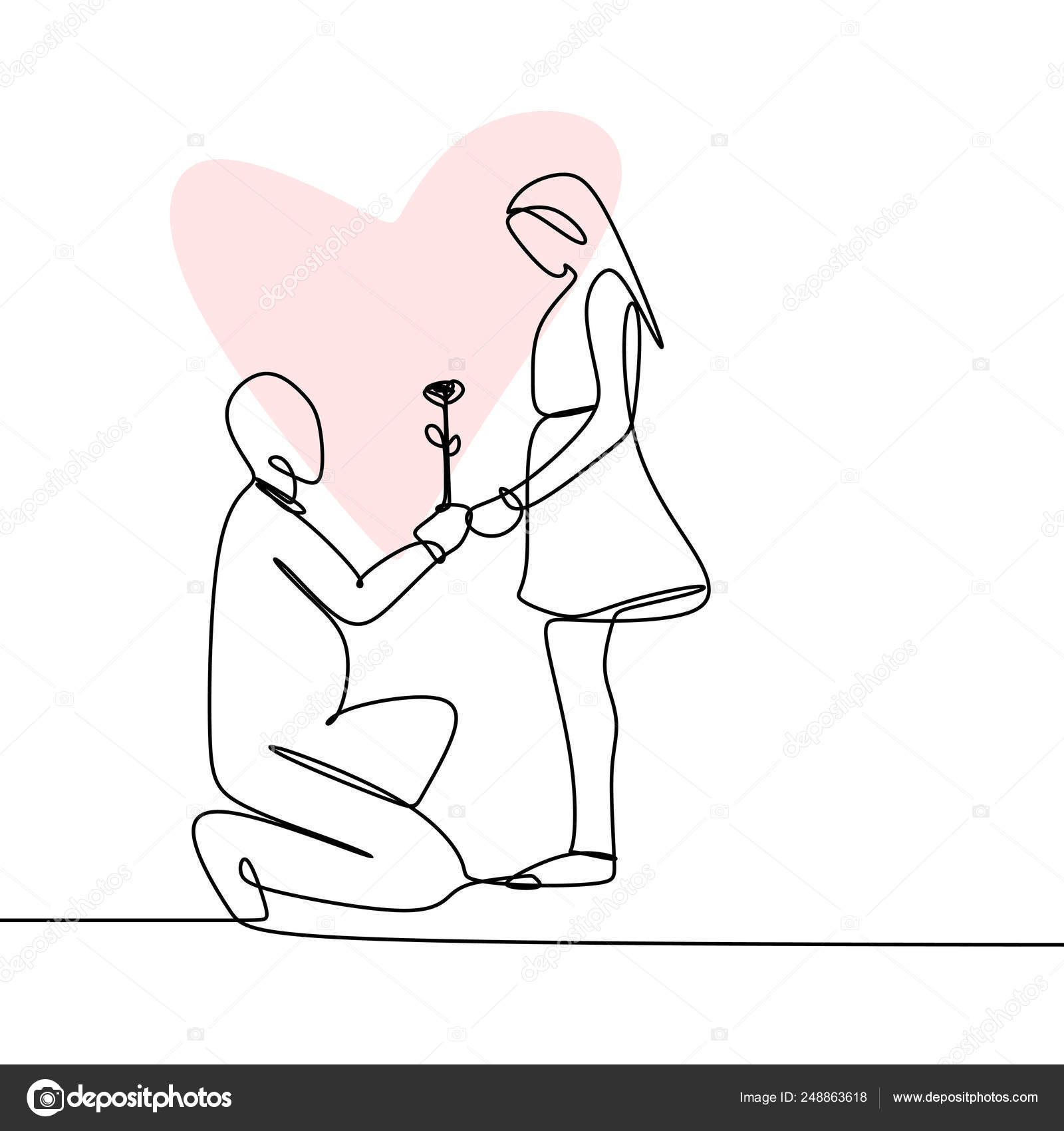 Concept Romantic Couple Love Continuous Line Drawing Vector ... Concept Romantic Couple Love Continuous Line Drawing Vector ...