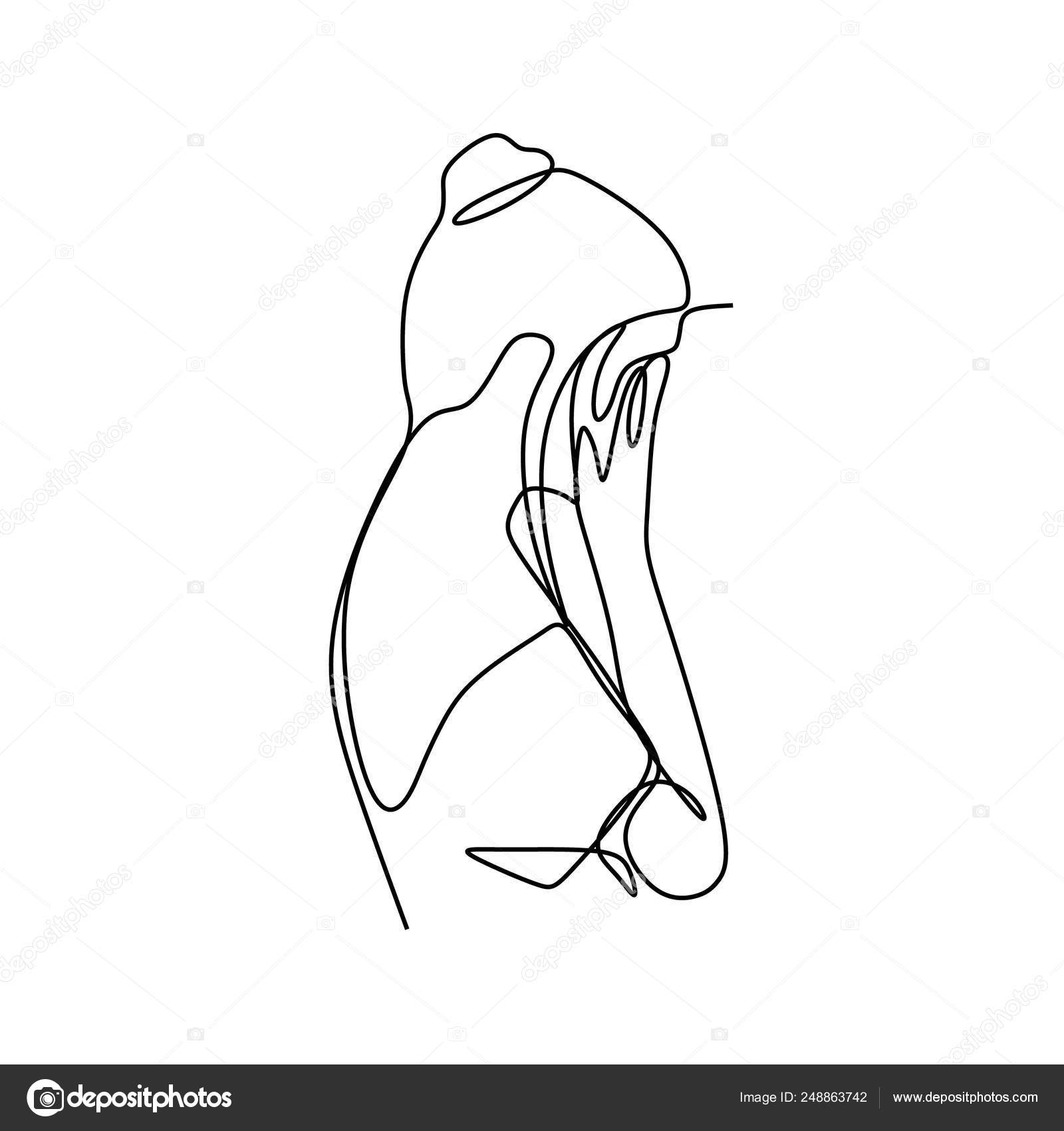 Sad Girl One Continuous Line Art Drawing Vector Stock Vector Image by ...