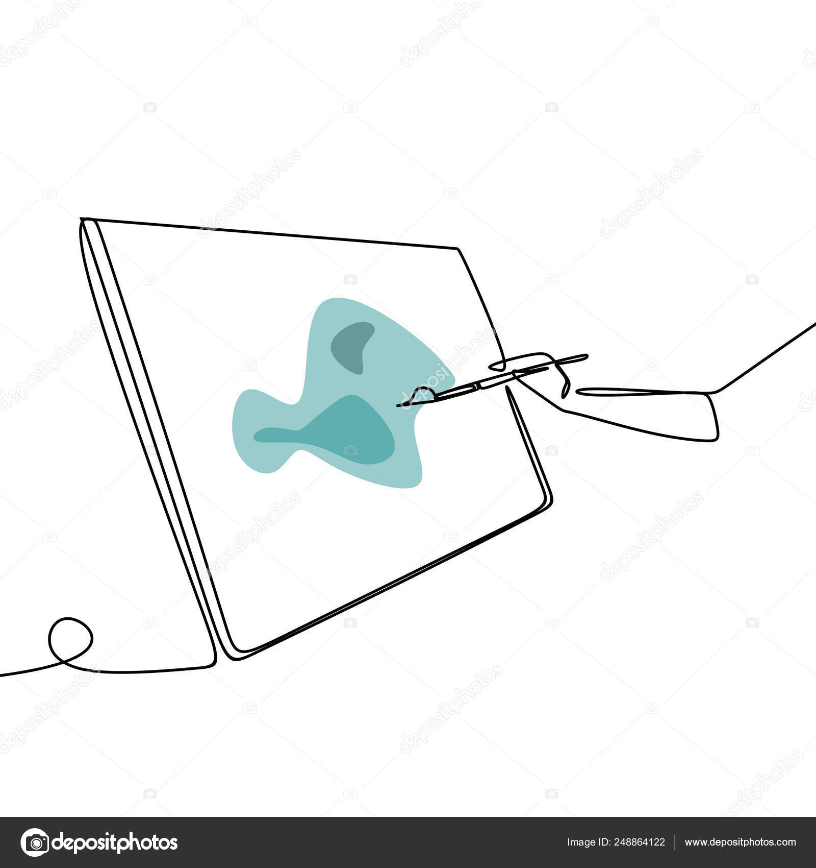 Picture One Line Drawing Painting Canvas Stock Vector by ©ngupakarti ...