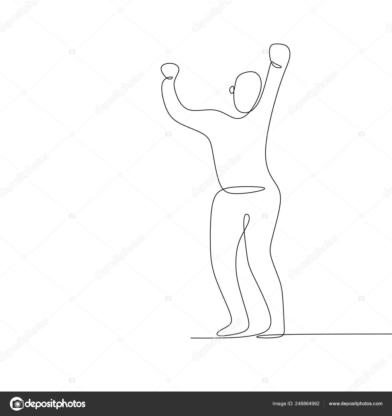 Continuous Line Drawing Happy Man Vector Illustration — Stock Vector