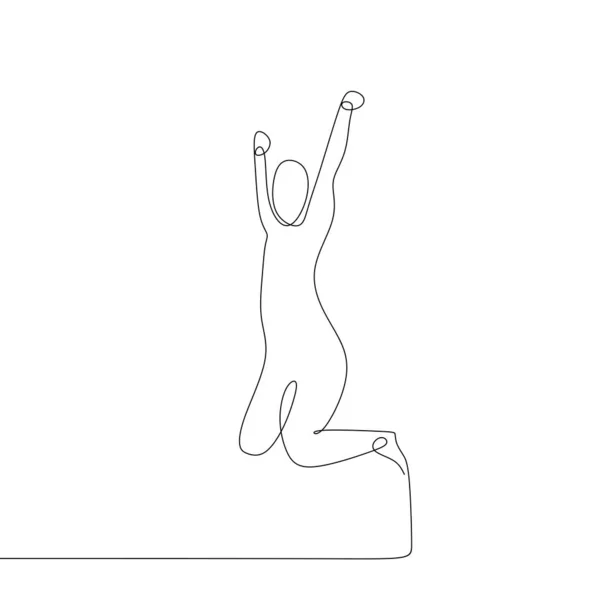 Happy Three Person Rising Hands Continuous Line Art Drawing Vector ...