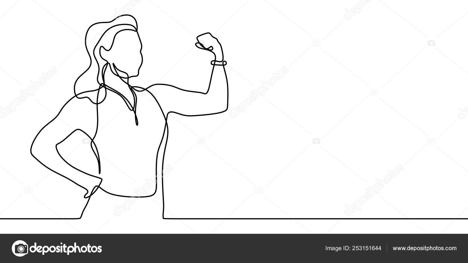 Erős nők folyamatos vonalas rajz vektoros illusztráció minimál design ...