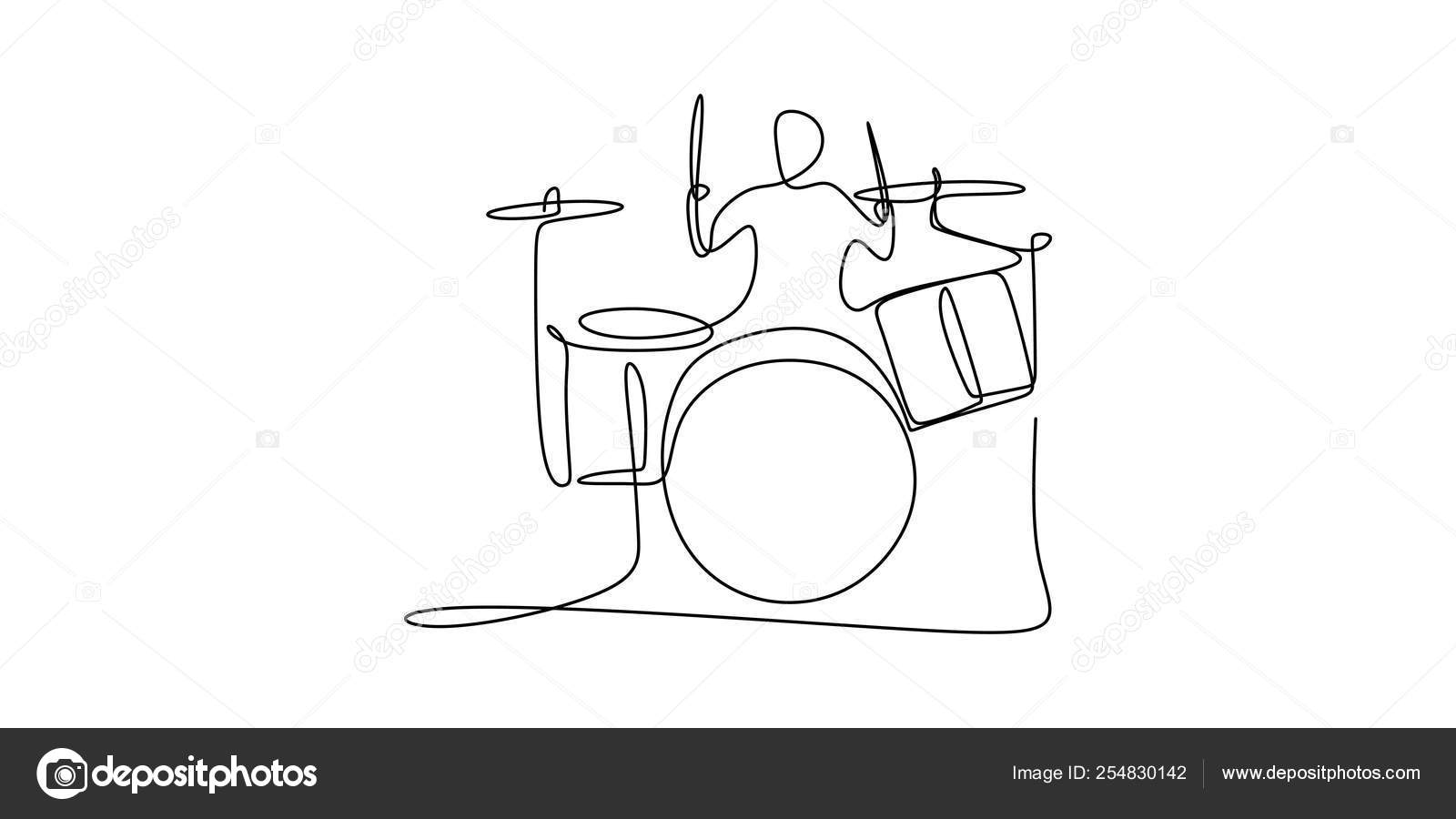 Drummer Jazz Player One Continuous Line Drawing Stock Vector Image by ...