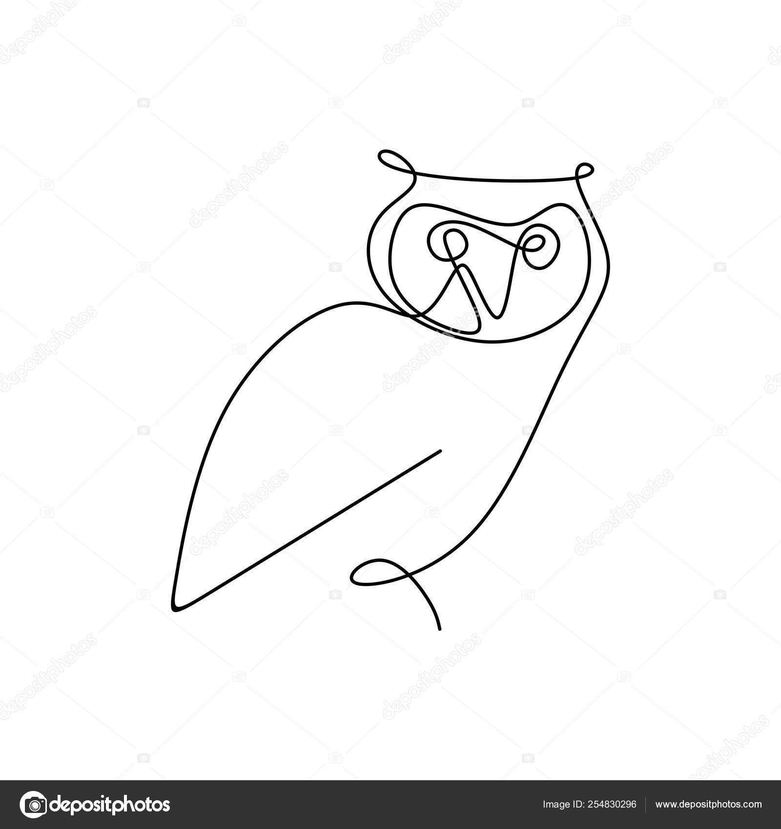 Drawing Continuous Line Owls Simple Design Stock Vector by ©ngupakarti 254830296