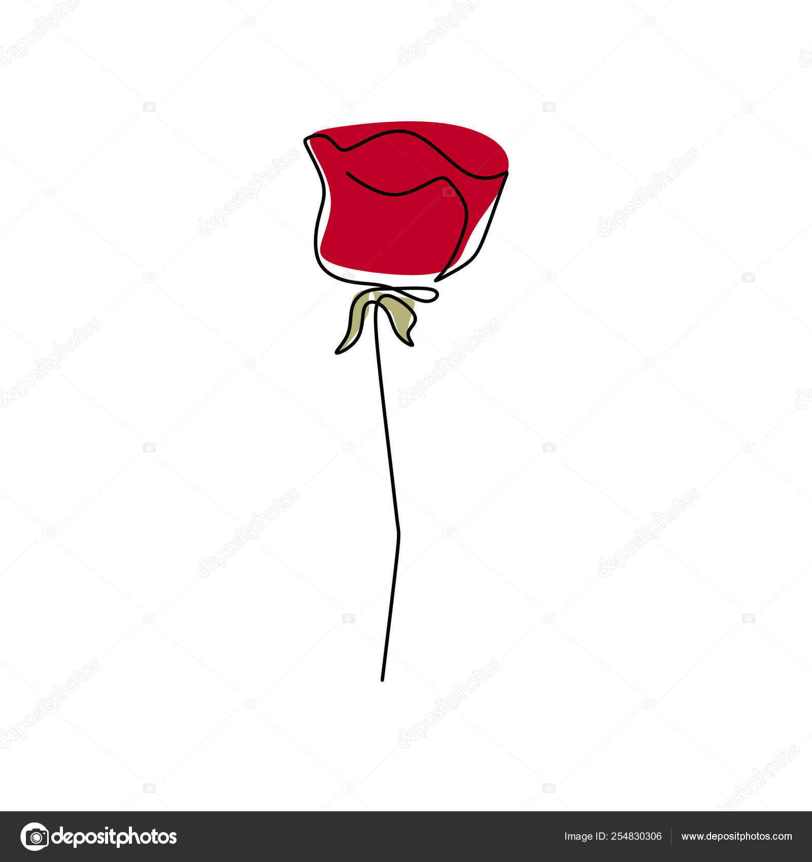 Single Red Rose Drawing