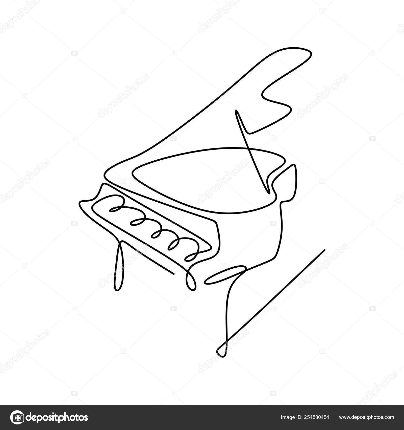 Continuous Drawing Line Piano Music Instrument Minimalist Design ...