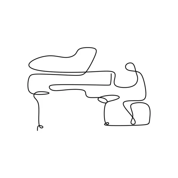 One Line Drawing Piano Vector Illustration Musical Instrument ...
