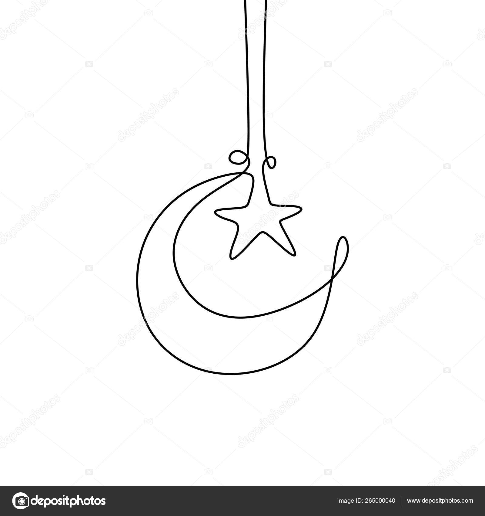 Crescent Moon And Star Drawing